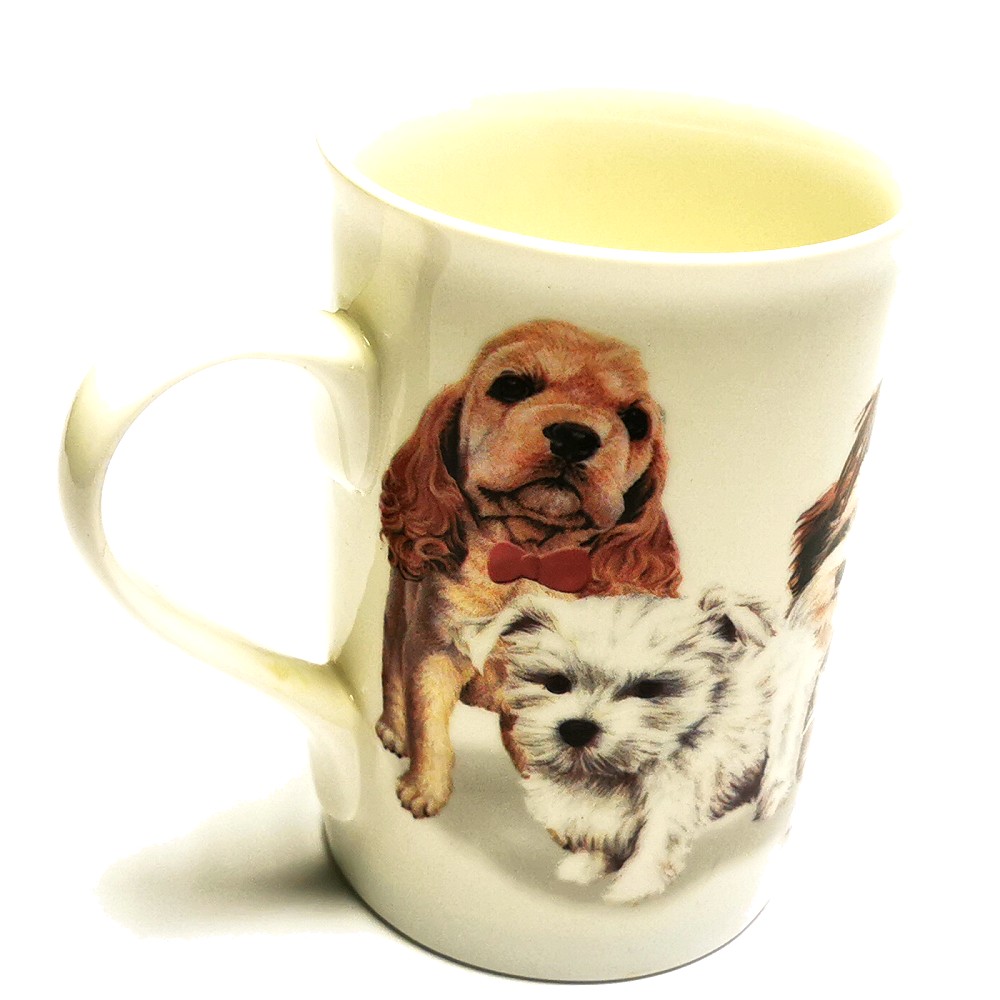 EUROVILAG TRENDSHOP - Kaffeetasse Tasse HUNDE & KATZEN weiß Keramik